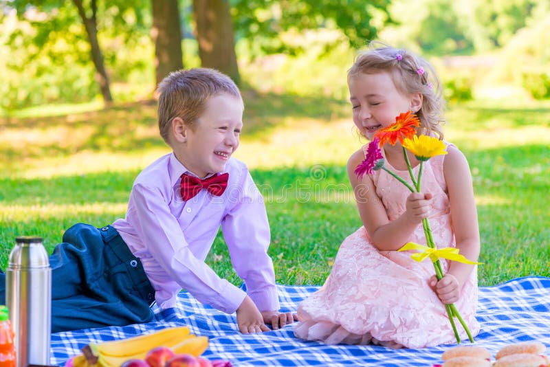Gentleman and a Happy Little Lady on a Date Stock Photo - Image of ...