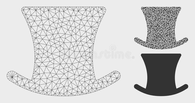 Gentleman Hat Vector Mesh Carcass Model and Triangle Mosaic Icon Stock ...