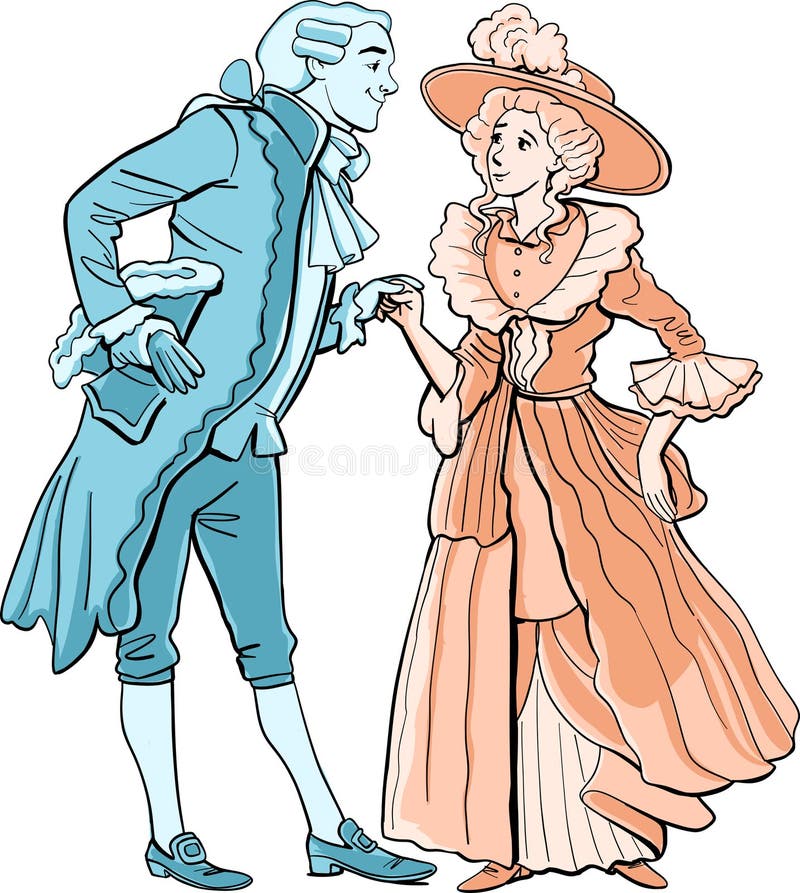Gentleman and a Lady in the 18th Century Stock Illustration ...