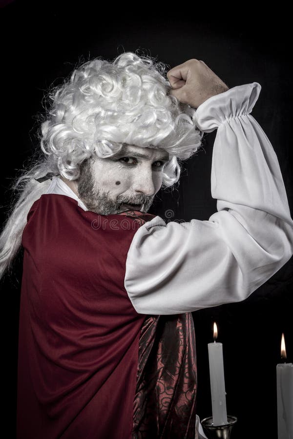 Gentleman Rococo Era Wig, Man Dressed in Vintage Style Stock Image ...