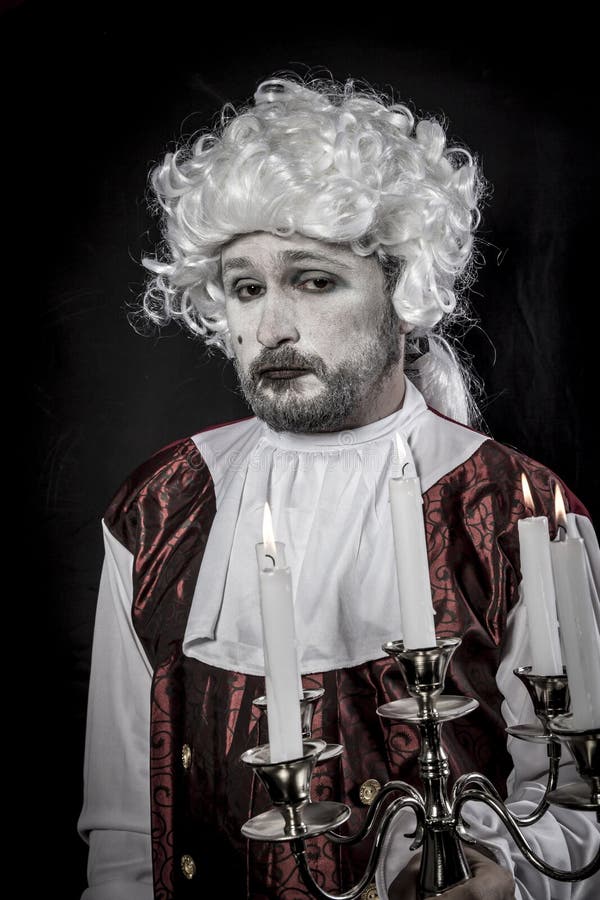 Gentleman Rococo Era Wig, Man Dressed in Vintage Style Stock Photo ...