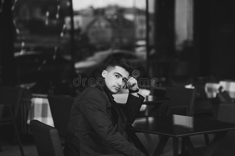 Gentleman Sitting in City Cafe Stock Image - Image of lifestyle, person ...