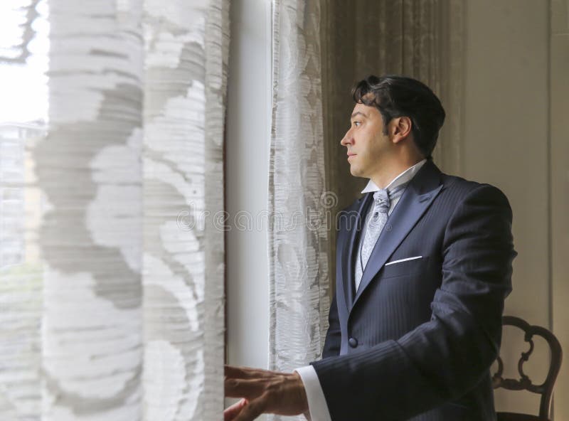 Gentlemen With Binoculars Looks At Money And Business Stock Image ...