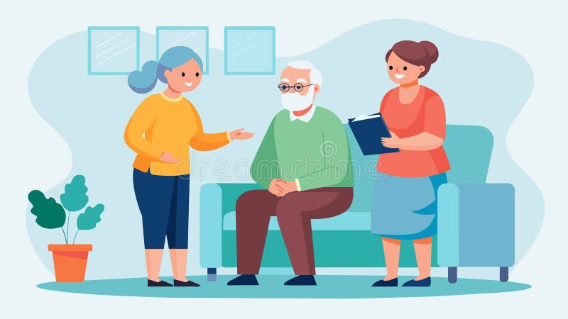 A the Gently Guides a Senior Couple in a Roleplaying Exercise Helping ...