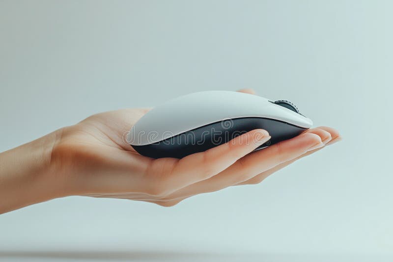 Gently Holding a Wireless Computer Mouse Simple Technology Stock ...