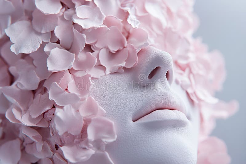 A Gently Illuminated Face Gradually Morphs into a Soft Cloud of Pink ...