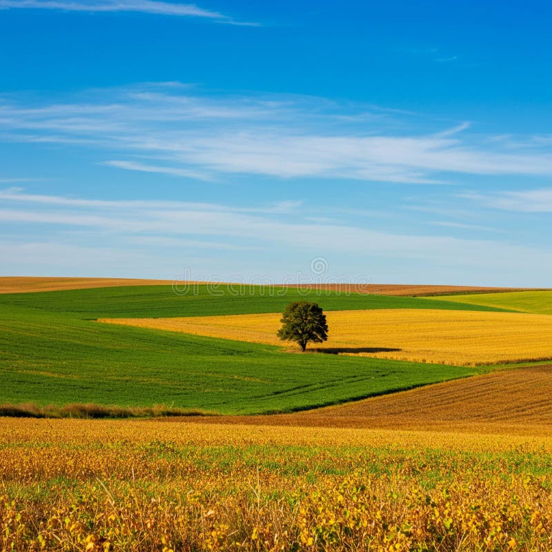 Gently Rolling Agricultural Fields are Shown in Vibrant Shades of Green ...
