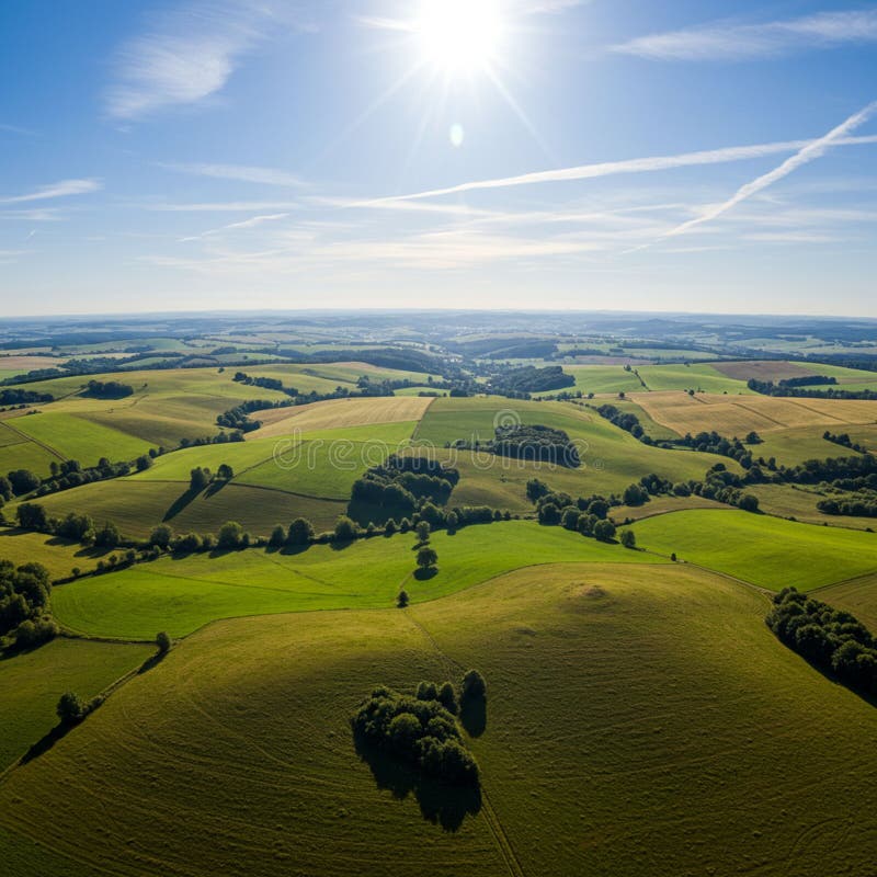 Gently Rolling Green Fields Stretch Across the Landscape, Dotted with ...