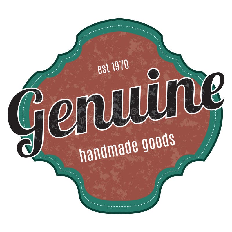 Genuine Handmade Goods Label. Vector Illustration Decorative Design ...
