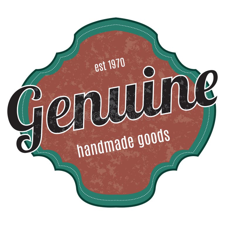 Genuine Handmade Goods Label. Vector Illustration Decorative Design ...