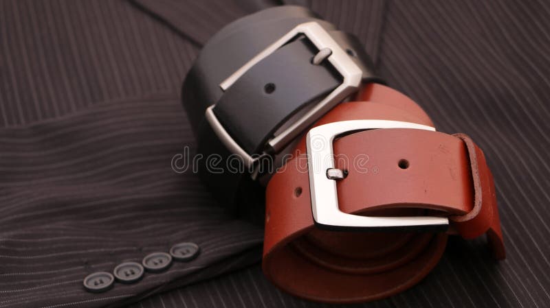 Genuine Leather Belts on Suit Stock Photo - Image of coat, hole: 162271336