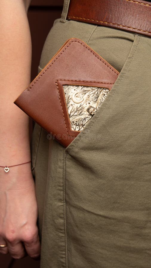 Wallet Made of Genuine Leather Hawk Moth Stock Photo - Image of leather ...