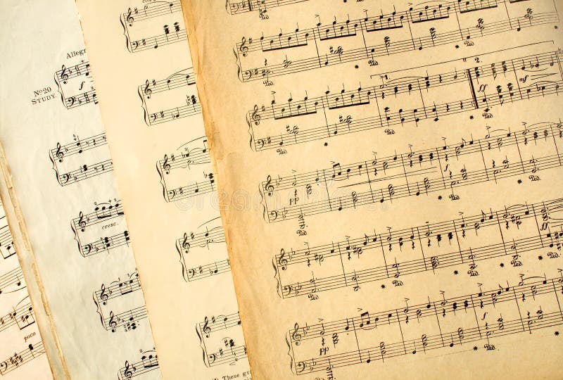 Genuine old music sheets. stock image. Image of quavers - 2477849