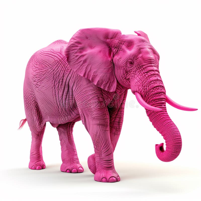 A Genuine Pink Elephant on a White Backdrop Stock Illustration ...