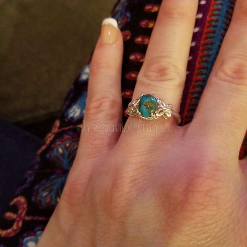 Genuine Turquoise Sterling Silver Ring Stock Image - Image of genuine ...