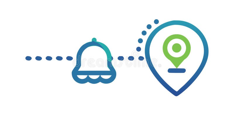 Geo-Fencing Notification Bell with Location Pin Icon, Vector Design ...