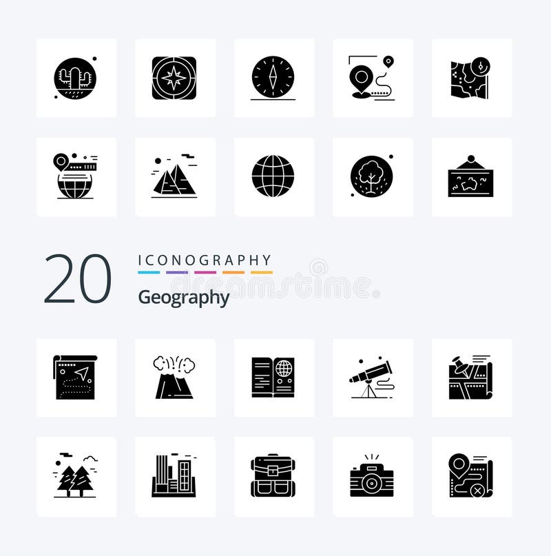 20 Geo Graphy Solid Glyph Icon Pack Like Volcano Dangerous Navigation ...