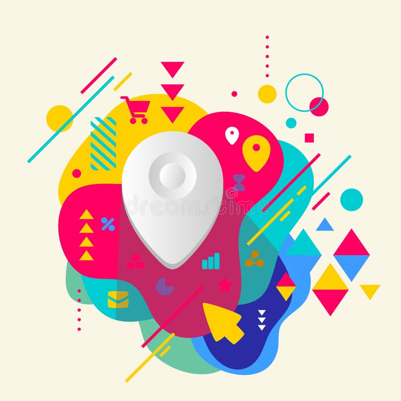 Geo Location on Abstract Colorful Spotted Background with Differ Stock ...