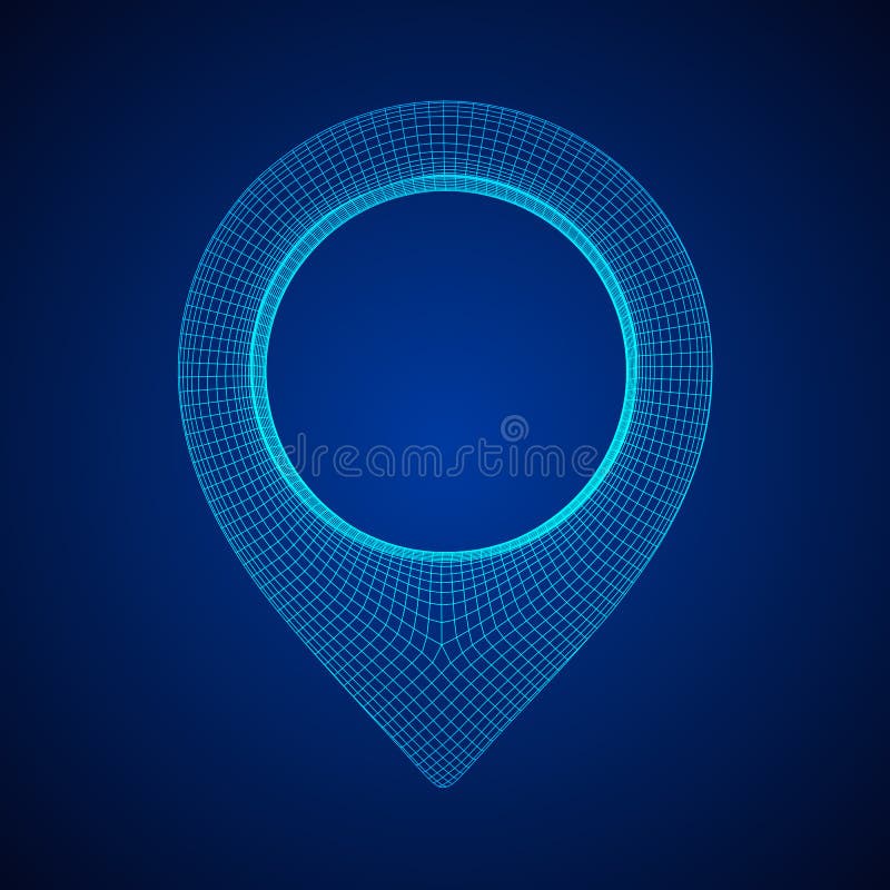 Geo map pin wireframe mesh stock vector. Illustration of frame - 136719901