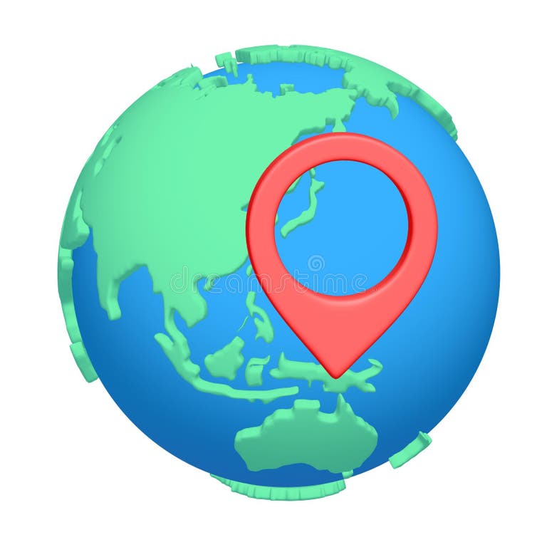 Geo Mark Pointer on Planet Earth. Navigation Concept Stock Illustration ...