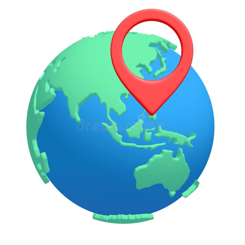 Geo Mark Pointer on Planet Earth. Navigation Concept Stock Illustration ...