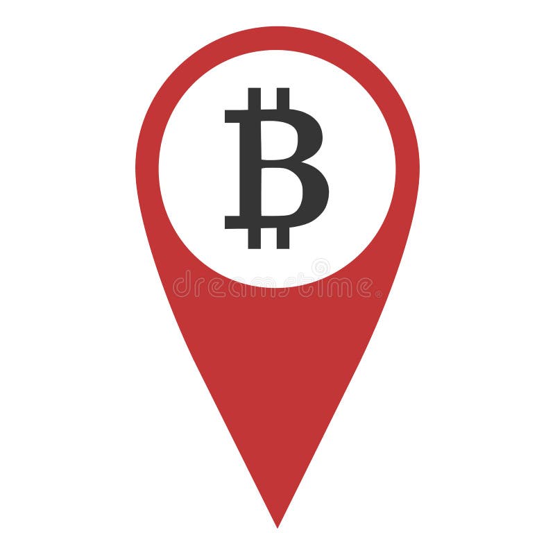 Geo pin with bitcoin stock vector. Illustration of trade - 118465389