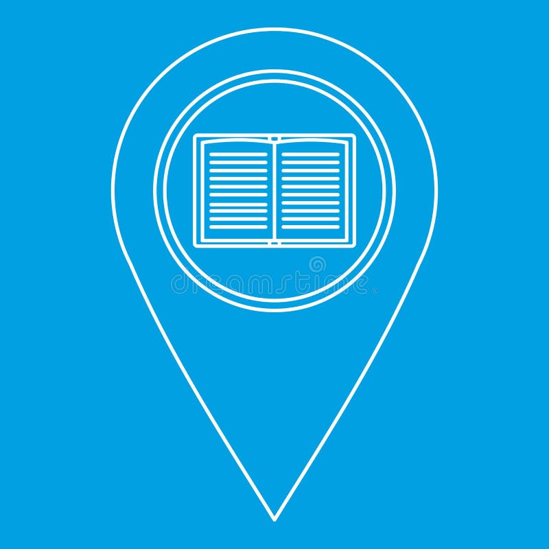 Geo Tag with Book Sign Icon, Outline Style Stock Vector - Illustration ...
