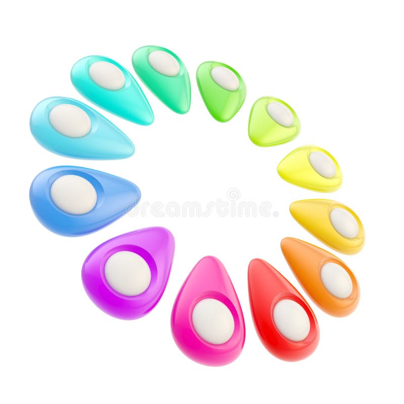 Geo Tag Emblems Placed in a Circle Isolated on White Stock Illustration ...