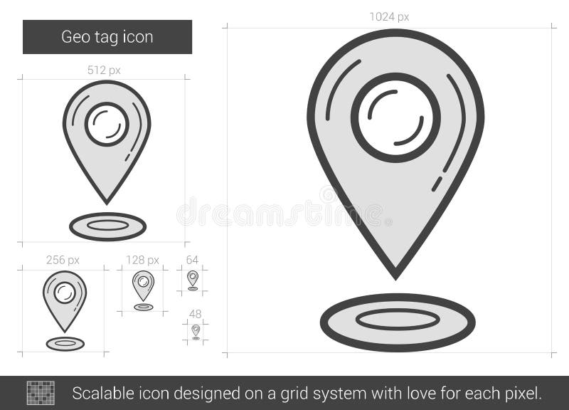 Geo tag line icon. stock vector. Illustration of element - 83302127