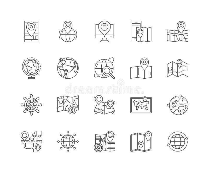 Geo Tags Line Icons, Signs, Vector Set, Outline Illustration Concept ...