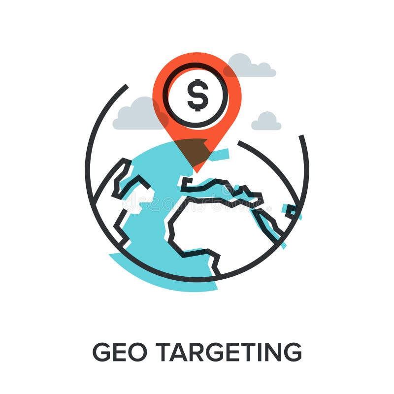 Geo Targeting Flat Line Icon Design Concept Stock Vector - Illustration ...