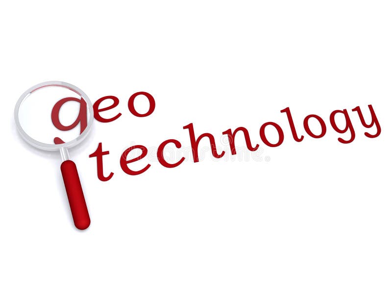 Geo Technology with Magnifying Glass Stock Photo - Image of paper ...