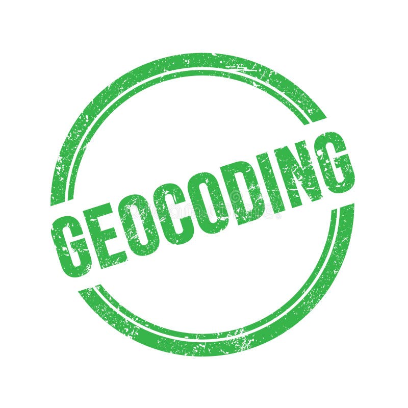 GEOCODING Text on Green Round Grungy Stamp Stock Illustration ...