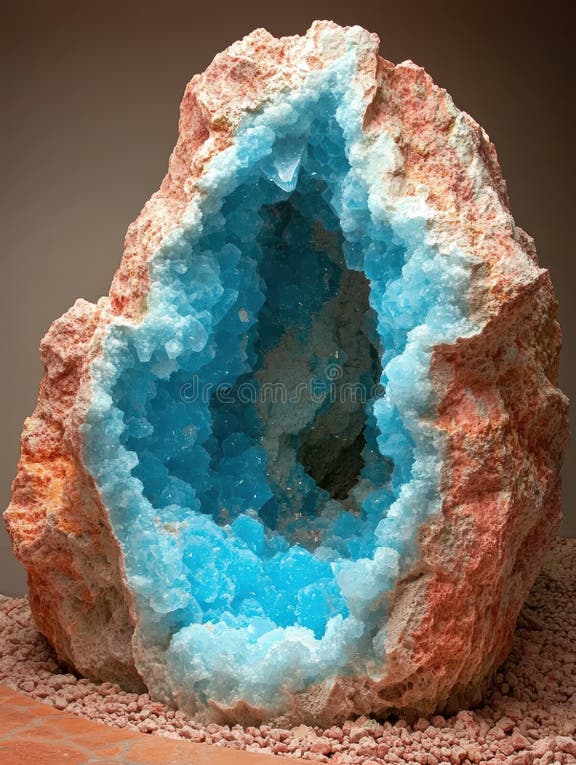 A Geode with Blue Crystals Inside. Stock Illustration - Illustration of ...