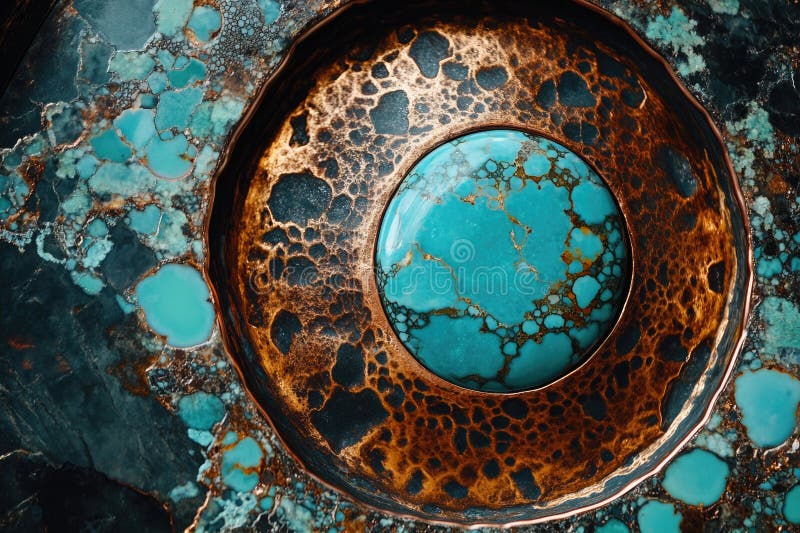 Geode Copper Ring with Turquoise Inlay Stock Photo - Image of stone ...