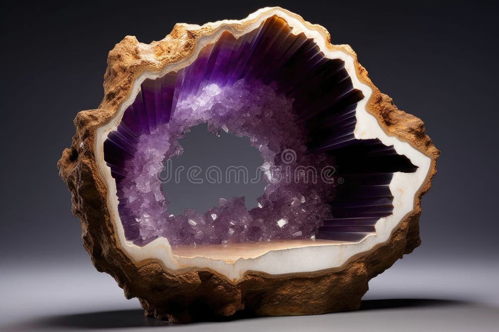Geode Cracked Open Revealing Amethyst Crystals Stock Illustration ...