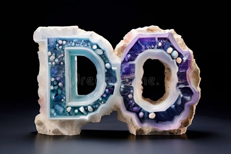 Geode Crystal Letters Alphabets Encased within the Translucent W Stock ...