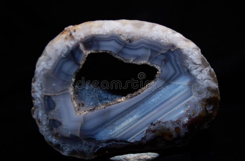 Geode With Crystals Of Light-blue Color. Cross Section Of Natural Stone ...