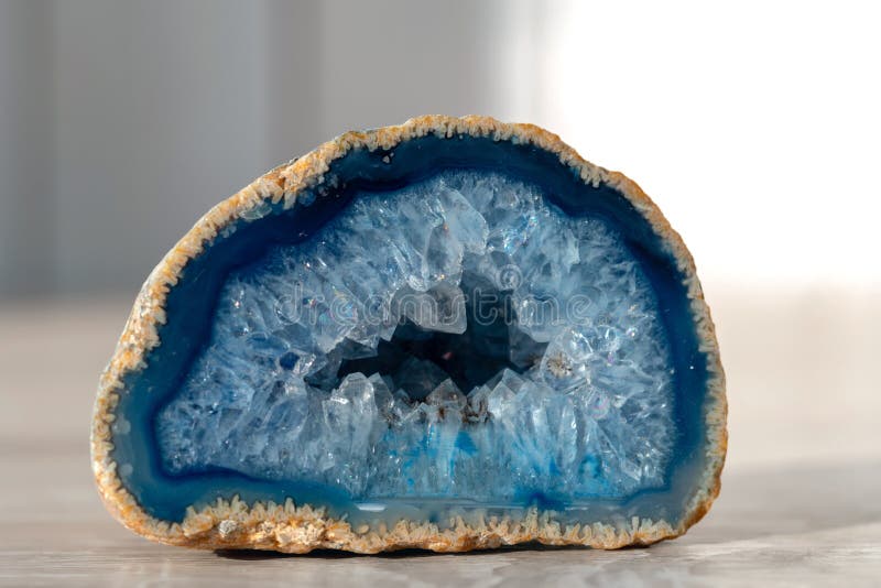 Geode with Crystals of Light-blue Color. Stock Image - Image of ...