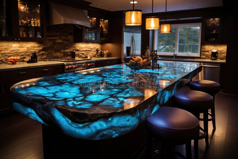 Geode and Epoxy Resin Kitchen Countertops. Generative AI Stock ...