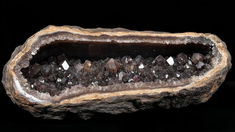 Geode Filled with Smoky Quartz Crystals Stock Illustration ...