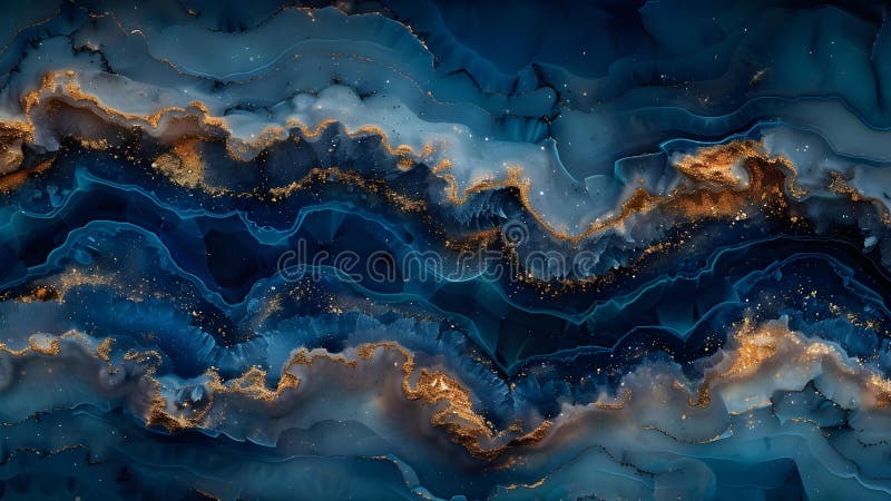 Geode-inspired Artwork in Dark Blue, Light Blue, and Gold Hues. Concept ...