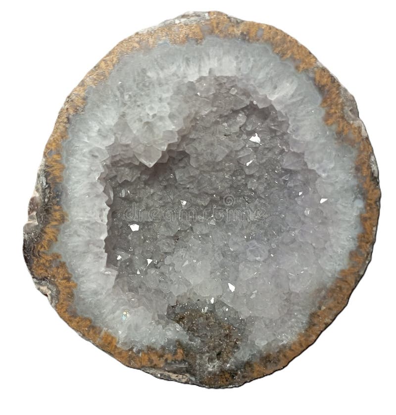 Half Geode Lined with Grey Quartz Hexagonal Crystals Stock Image ...