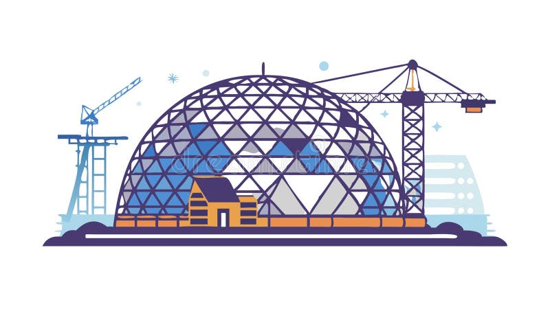 Geodesic Dome Construction, Innovative Architecture and Future Building, Vector Design ...
