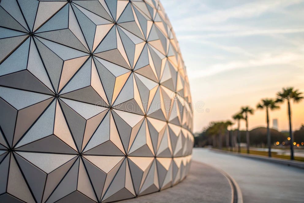 Modern Architectural Structure with Geometric Patterns, Bathed in Soft ...