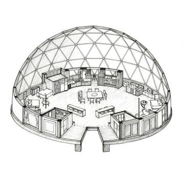 Geodesic Dome House Illustration with a Cutaway View. the Structure ...