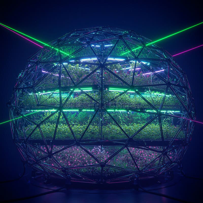 A Geodesic Dome Structure Contains Several Tiers of Lush Greenery ...