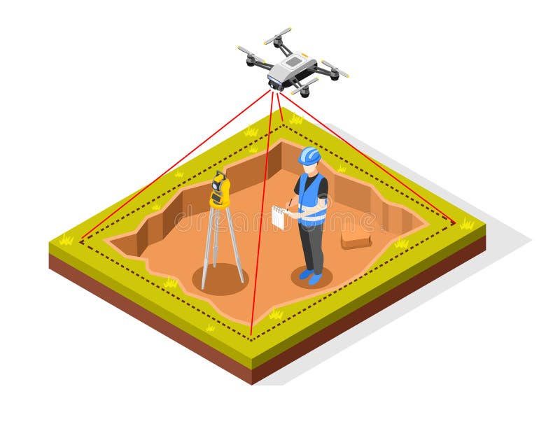 Geodesic Drone Isometric Composition Stock Vector - Illustration of ...
