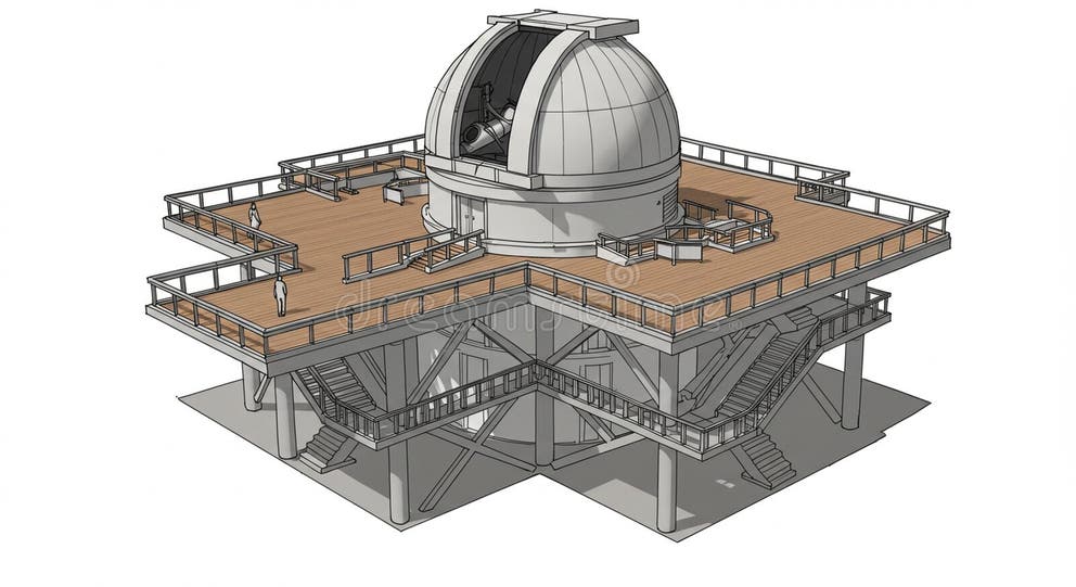 Geodesic Observatory on a Raised Platform Features a Large Telescope ...