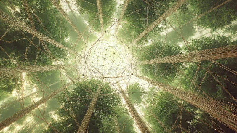 Geodesic Structure in a Forest Canopy View Stock Photo - Image of ...